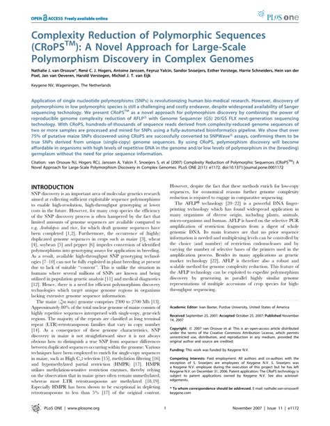 Pdf Complexity Reduction Of Polymorphic Sequences Crops Tm A