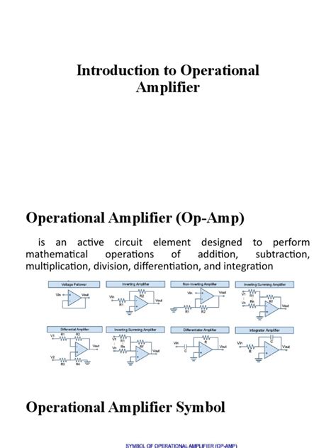 Introduction To Operational Amplifier Pdf