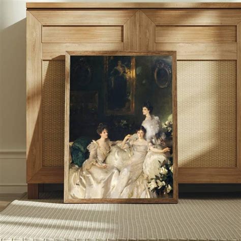 Elegant Vintage Portrait Of Three Ladies Classic Victorian Wall Canvas Old Master Style