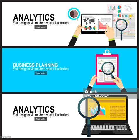 분석 정보 및 개발 웹 사이트 통계 비즈니스 분석 그래프 보고서 사업 투자 계획 웹 배너 인쇄 및 홍보 자료에 대한 개념 0명에 대한 스톡 벡터 아트 및 기타 이미지