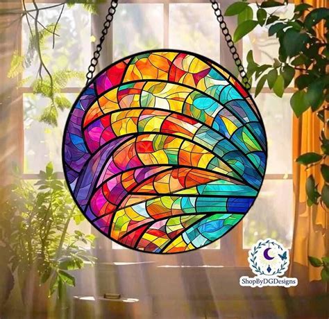 Vibrant Rainbow Stained Glass Suncatcher Lgbtq Pride Decor Colorful
