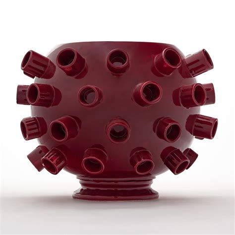 Italian Burgundy Ceramic Pair Of Vases For Sale At 1stdibs