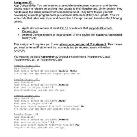 Solved Assignment C App Compatibility You Are Interning At Chegg