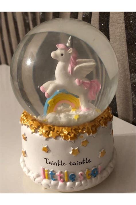 Medium Size Unicorn Theme Snow Globe With Music An Grandado