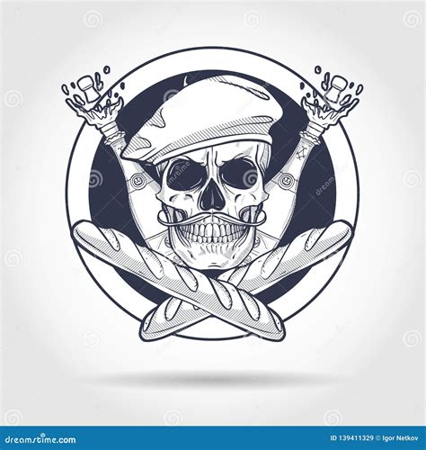 Sketch French Skull Stock Vector Illustration Of Champagne 139411329