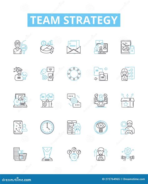 Team Strategy Vector Line Icons Set Collaboration Planning Alignment Execution