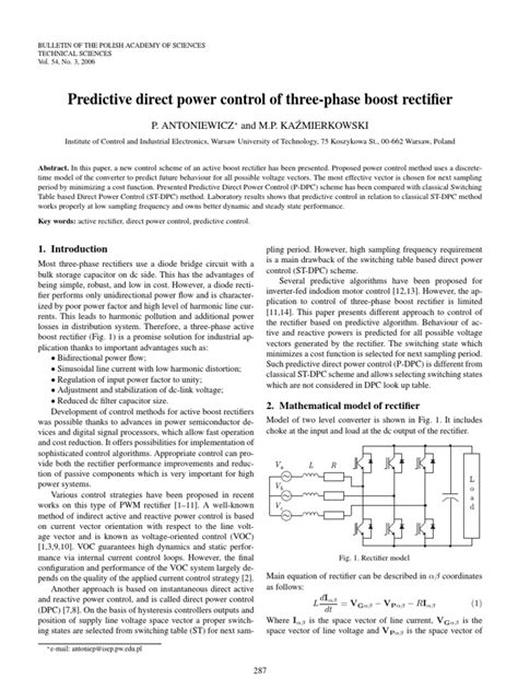 predictive direct power control of three phase boost rectifier pdf
