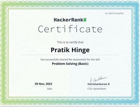 Pratik Hinge On Linkedin Hackerrank Problemsolvingskills