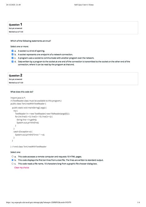 self quiz unit 6 home self quiz question 1 not yet answered marked