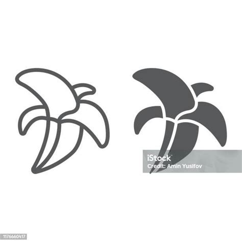 바나나 라인과 문양 아이콘 음식과 비타민 과일 기호 벡터 그래픽 흰색 배경에 선형 패턴 0명에 대한 스톡 벡터 아트 및 기타