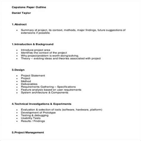 Project Outline Templates Free Download Doc Pdf Excel
