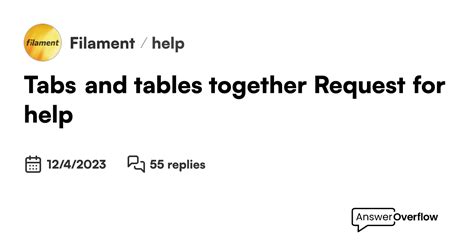 Tabs And Tables Together Request For Help Filament