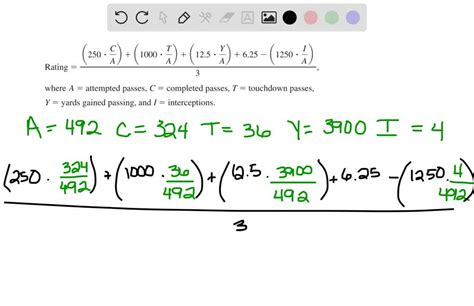 Solved Solve Each Problem Using The Passer Rating Formula Above If Tom