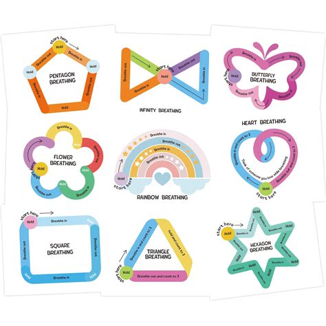 9 Pcs Classroom Breathing Posters Calming Corner Posters Mindfulness