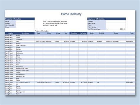 Free Property Inventory Template Excel