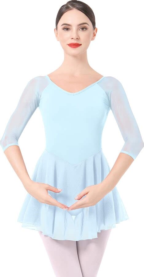 Imekis Ballet Clothing Womens Ballet Dance Dress 3 4 Sleeve Ballet