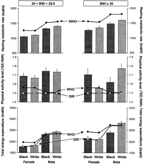 Mean Sem Measured And Predicted Resting Metabolic Rate Rmr