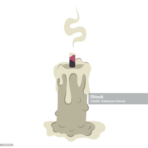 불어 난 촛불이 분리되었습니다 손으로 그린 흐르는 파라핀 또는 왁스 양초에 물방울이 있습니다 장식 인테리어 휴일 할로윈 파티 크리스마스를 위한 만화 낙서 템플릿입니다 벡터