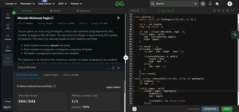Gfg160 Gfg160 Allocatebooks Binarysearch Problemsolving Dsachallenge Java Codingjourney