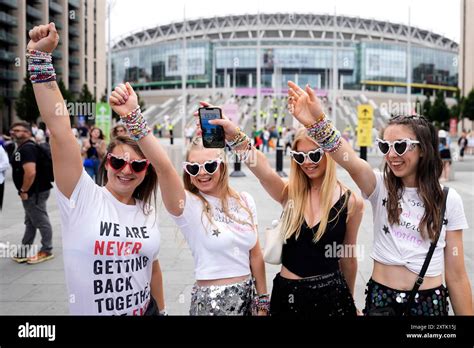 Fans Of Singer Taylor Swift Called Swifties Arrive At Wembley Stadium
