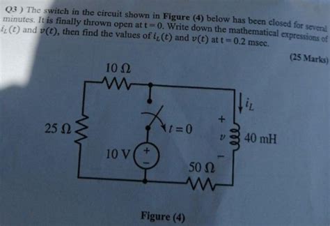Solved Q3 The Switch In The Circuit Shown In Figure 4 Chegg Com