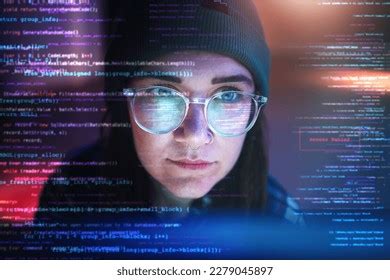 Double Exposure Code Woman Hacker Dark Stock Photo 2279045897 Shutterstock