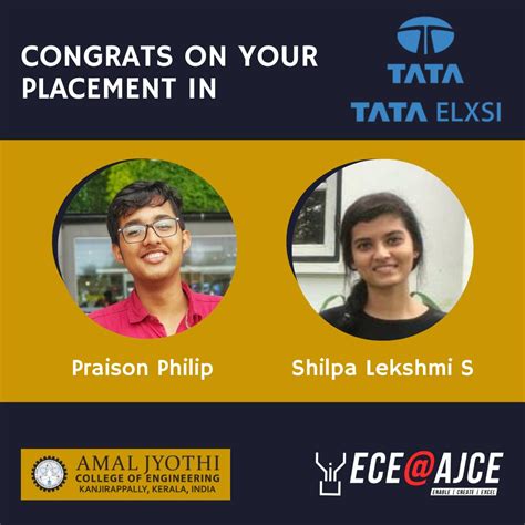 Dept Of Ece Ajce On Linkedin Congrats On Your Placement Praison Philip Shilpa Lekshmi S