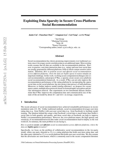Pdf Exploiting Data Sparsity In Secure Cross Platform Social