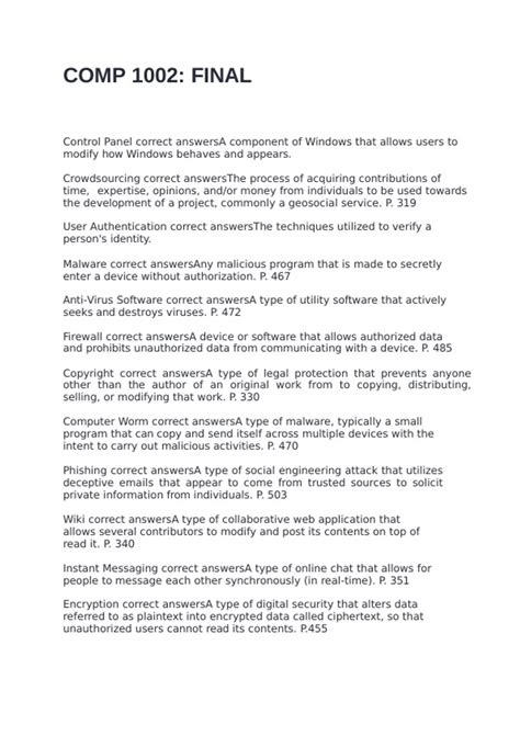 Comp 1002 Final Exam With 100 Correct Answers 2025 Comp 1002 Fin