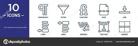 Text Editor Collection Icons Outline Icon Set Includes Thin Line Stock Vector Image By Free