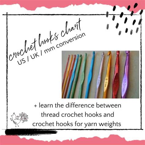 Crochet Hooks Chart With Usukmm Conversion The Difference Between Thread Crochet Hooks And