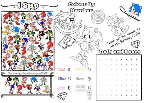 Sonic The Hedgehog Activity Sheetplacemat Instant Download Etsy