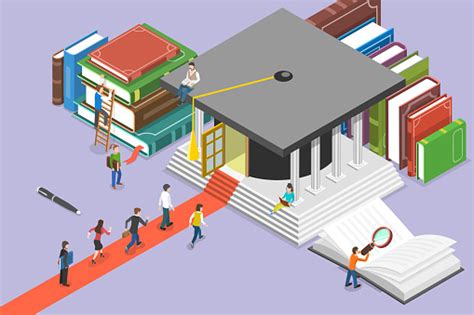 3d 아이소메트릭 플랫 벡터 고등 교육의 개념적 일러스트 레이 션 3차원 형태에 대한 스톡 벡터 아트 및 기타 이미지 3차원 형태 Educational