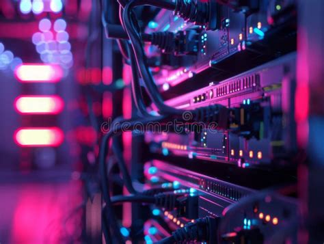 Close Up Of Server Racks With Network Cables In A Data Center Stock Illustration Illustration