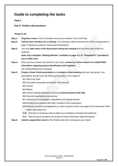Whs Policies And Procedures Monitor Workplace Safety Bsbwhs401