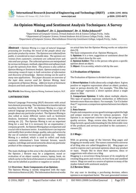 An Opinion Mining And Sentiment Analysis Techniques A Survey Pdf Internet Computing