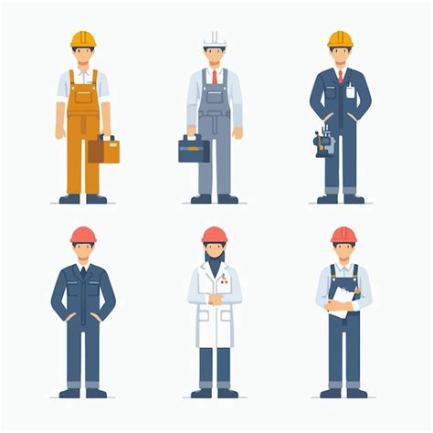 Premium Vector Illustration Set Of Factory Workers In Flat Design Style