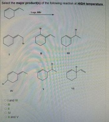 Answered: Select the major product(s) of the following reaction at HIGH temperature. 1 equ. HBr ...