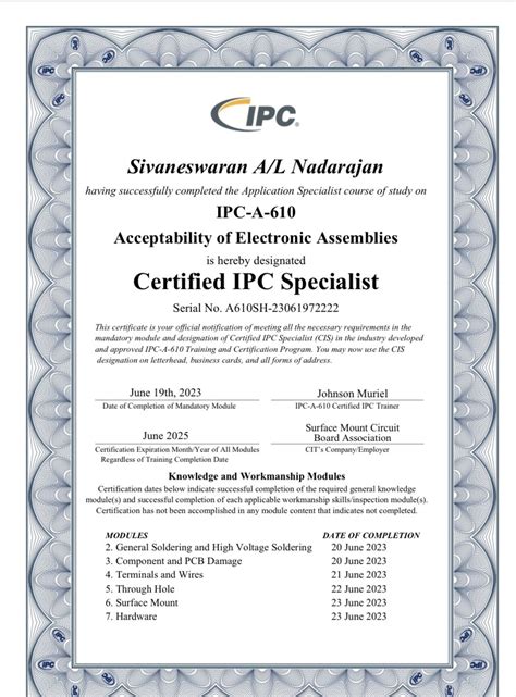 Sivaneswaran Nadarajan On Linkedin Successfully Completed Ipc A 610 Training And Certified For Ipc…