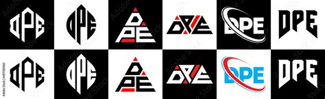 Dpe Letter Logo Design In Six Style Dpe Polygon Circle Triangle Hexagon Flat And Simple