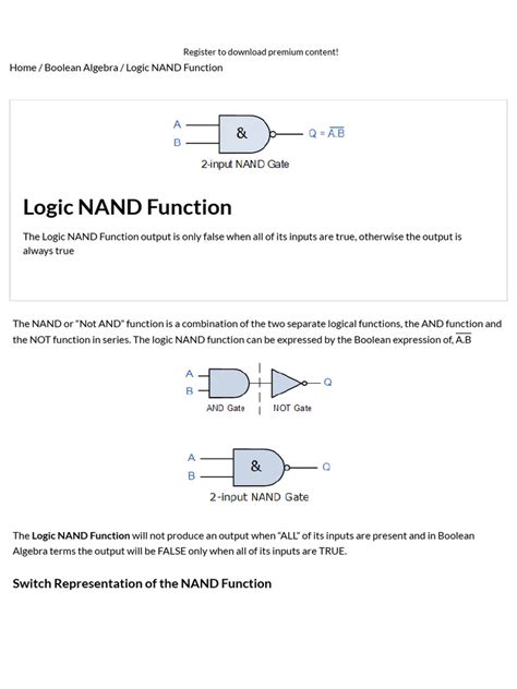Logic Nand Function Used In Digital Logic Gates Pdf