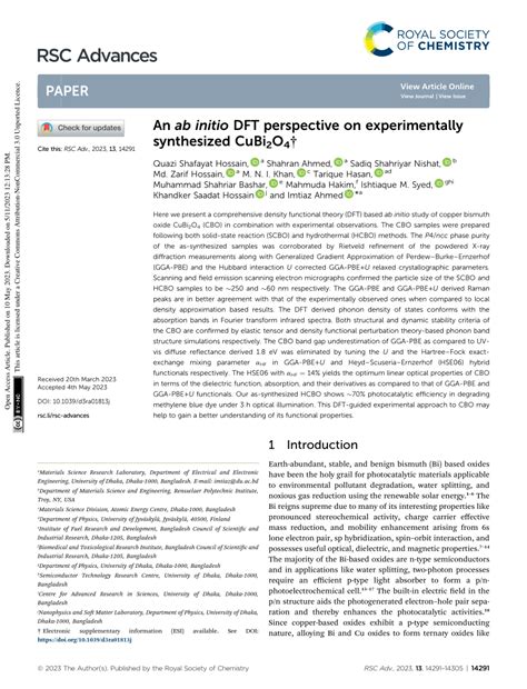 Pdf An Ab Initio Dft Perspective On Experimentally Synthesized Cubi 2