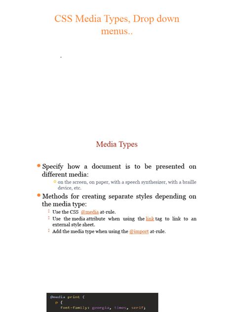 css media type drop down menus download free pdf menu
