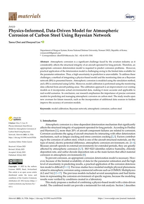 Pdf Physics Informed Data Driven Model For Atmospheric Corrosion Of Carbon Steel Using