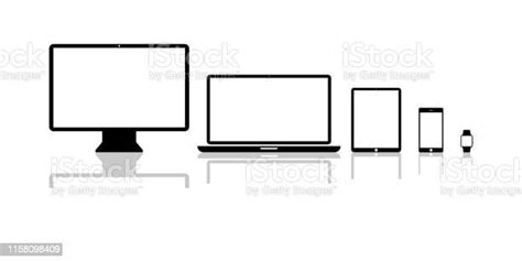 장치 아이콘 격리 된 기술 제품을 설정합니다 데스크톱 태블릿 전화 아이콘입니다 응답 디자인 웹 응용 프로그램 또는 웹 사이트의 모의 개념에 대한 스톡 벡터 아트 및 기타