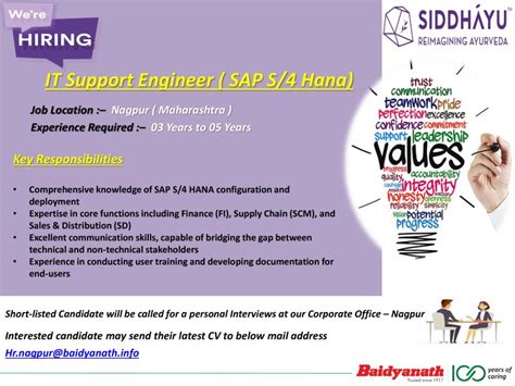 Rajat Mishra On Linkedin Vacancy Allert It Professional With Sap S4 Hana Experience Dynamic And