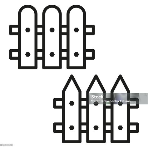나무 울타리 아이콘 세트입니다 정원 경계 기호 보안 장벽 표현 재산 분할 라인 벡터 일러스트 레이 션입니다 주당순이익 10 0명에 대한 스톡 벡터 아트 및 기타 이미지
