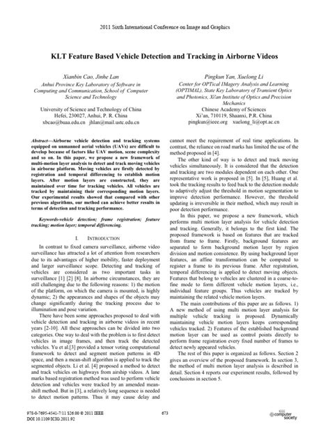 Cao Et Al 2011 Klt Feature Based Vehicle Detection And Tracking In