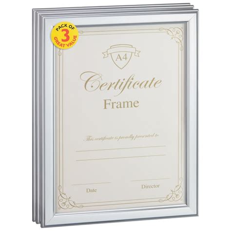 Certificate Frames A4 3pk Silver Photo Frames Bandm
