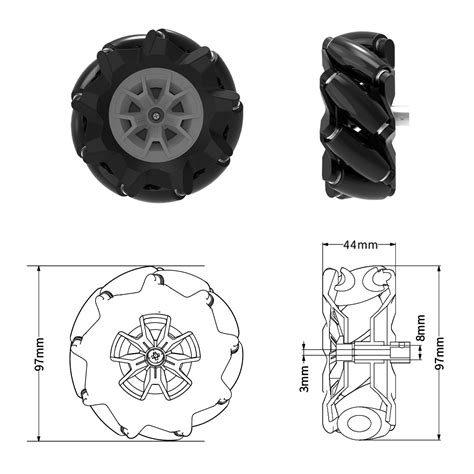 97mm Mecanum Wheel 360° Omnidirectional Tire Robot Diy Smart Car Acces Hiwonder